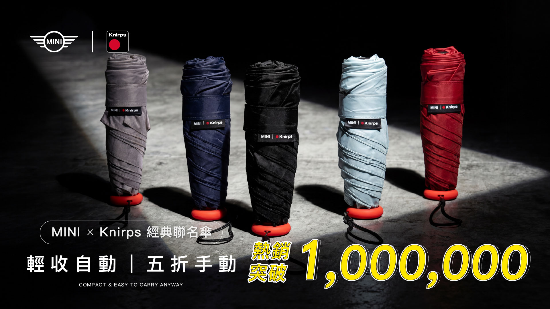 嘖嘖 | 德國紅點傘【Knirps x MINI 聯名傘組】德系工藝：抗風五年保固｜英式美學：自動輕巧隨行