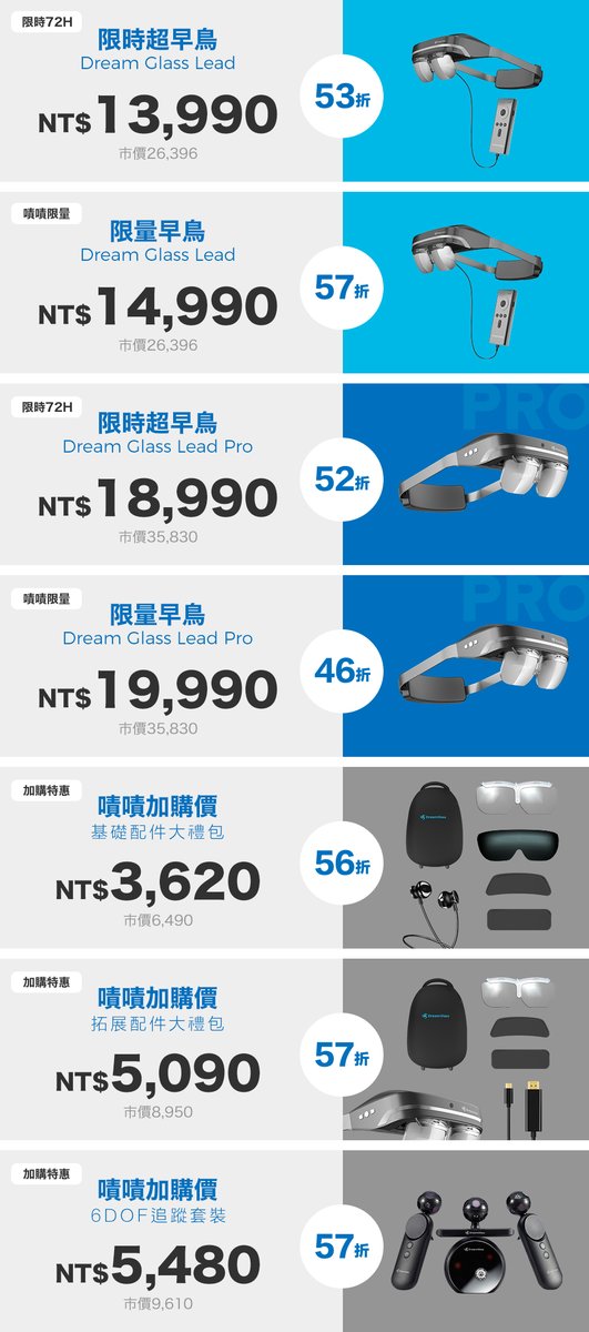 嘖嘖 | Dream Glass Lead Pro｜無線連接，無限mini，地表最輕便 AR 一體機